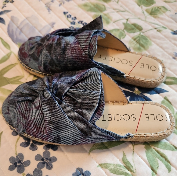 Sole Society | Shoes | Sole Society Floral Denim Mules | Poshmark